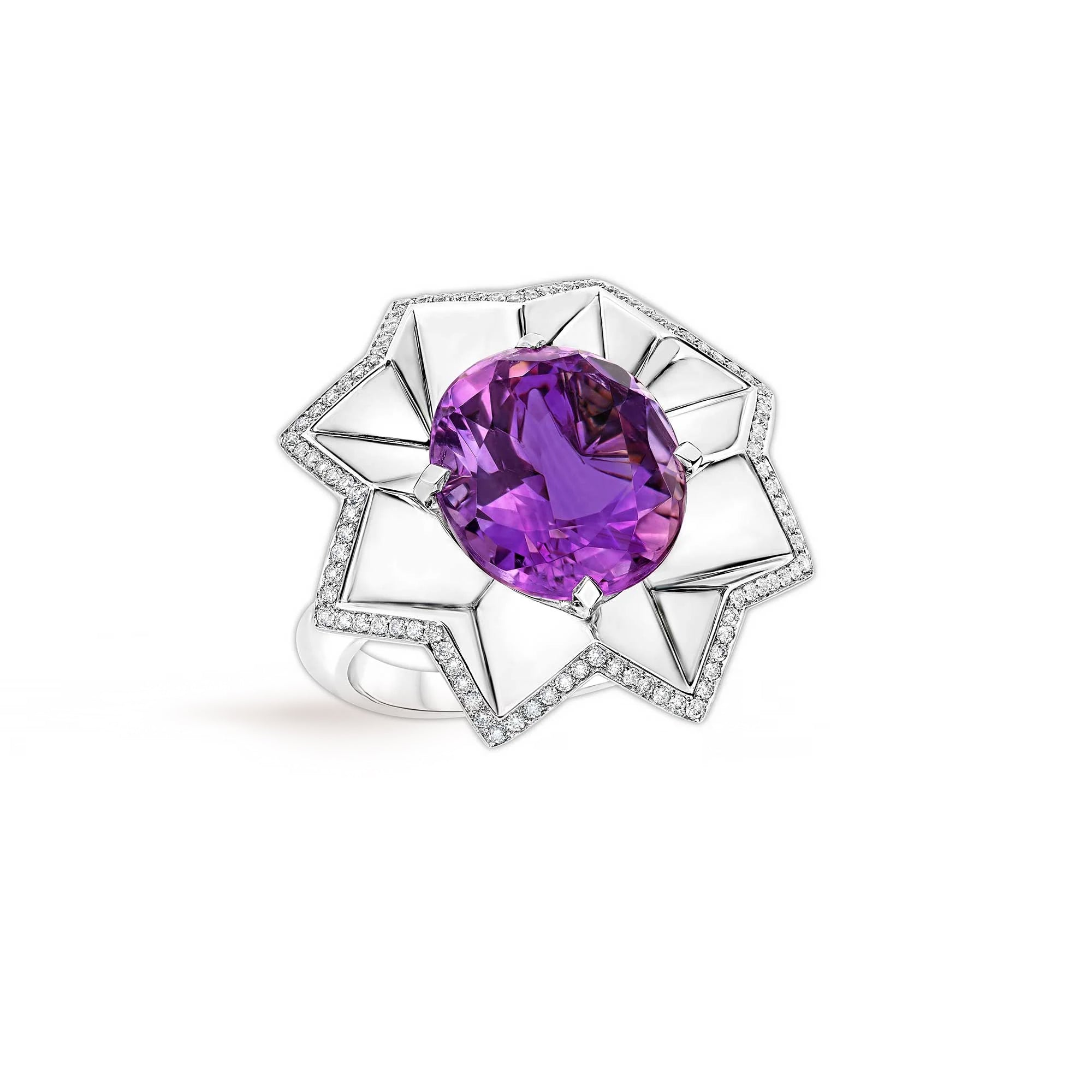 ARCHITECT RING ORIGAMI WHITE GOLD AMETHYST - Bäumer Vendôme – Lorenz Bäumer